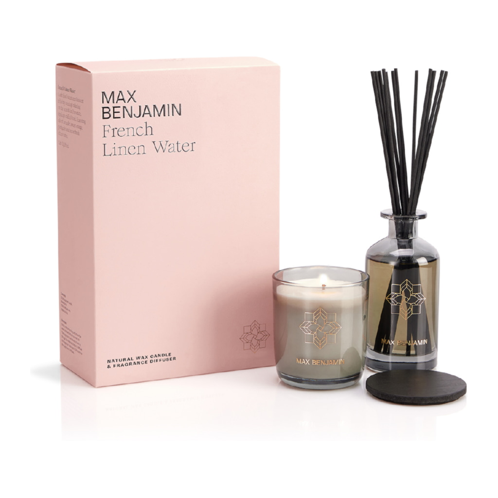 Gåvoset Ljus och Doftspridare, French Linen Water - Önska